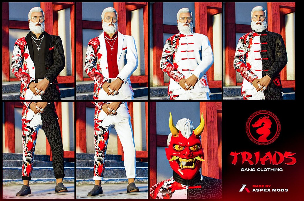 🏮 Triads Gang Clothing Pack | Custom Design | Male & Female [PAID][CLOTH] - FiveM Releases - Cfx ...