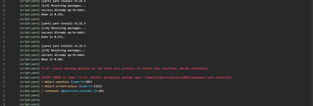 Help How To Install New Yarn And Webpack Discussion Cfxre Community 