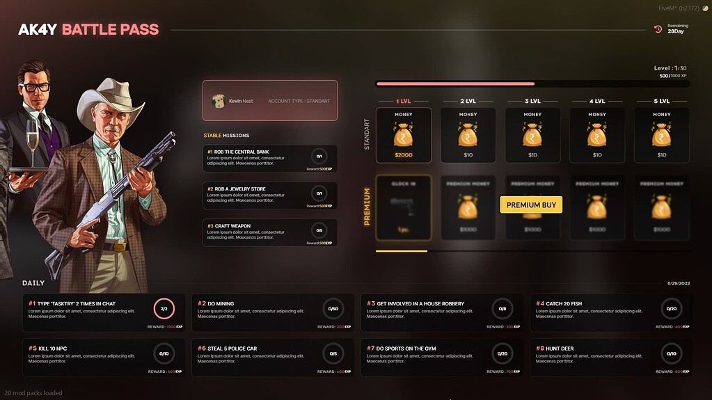 [QB/ESX] Battlepass System (Tasks, Rewards) - FiveM Releases - Cfx.re ...