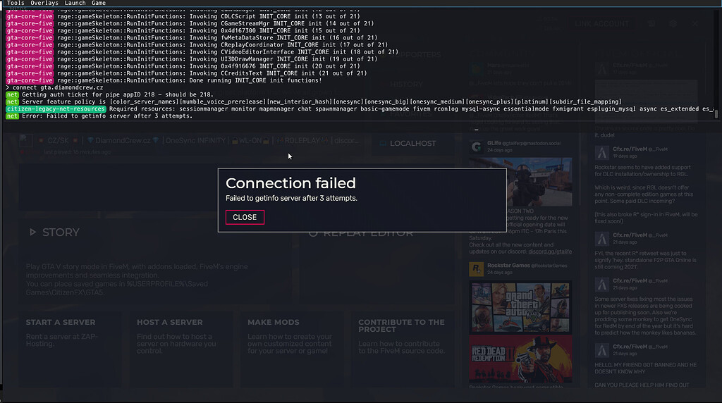 Fivem Connection Issue - FiveM Client Support - Cfx.re Community