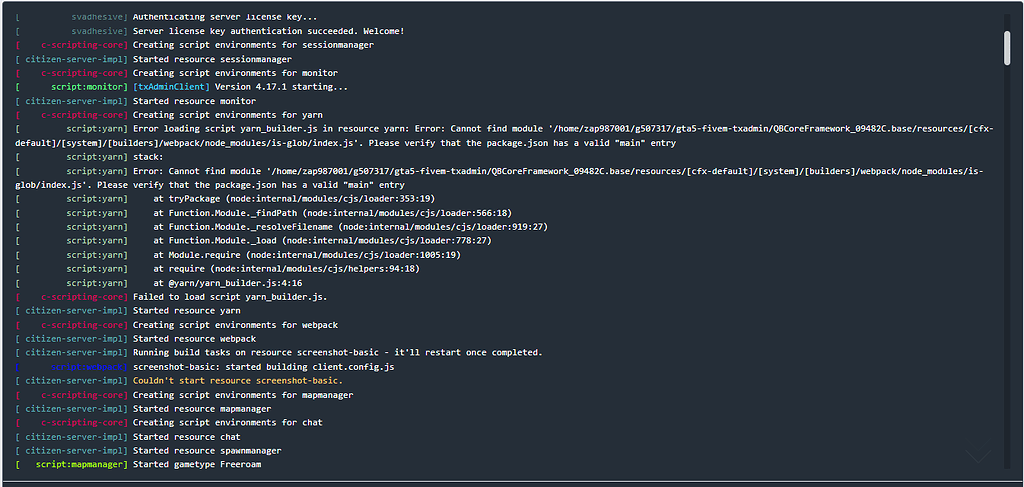 Help Server Setup Yarn Resource Loading Error On Fresh Fivem Fxserver Server Discussion