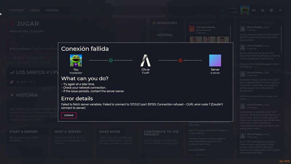 Connect error / Error de conexión - FiveM Client Support - Cfx.re Community