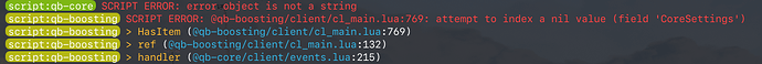 Qb core boosting script error - QBCore - Cfx.re Community