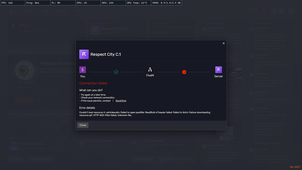 Failed to open packfile: ReadBulk of header failed: Failed to fetch: Failure downloading ...
