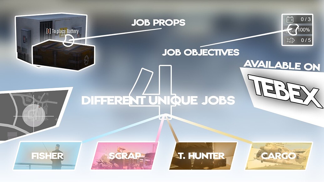 🧳 Core Jobs [QB/ESX] - Experience, Cargo Delivery, Fisher, Scrap miner ...