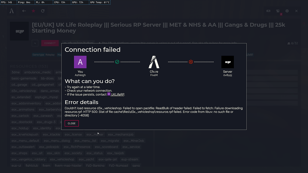 Connection problem with server - FiveM Client Support - Cfx.re Community