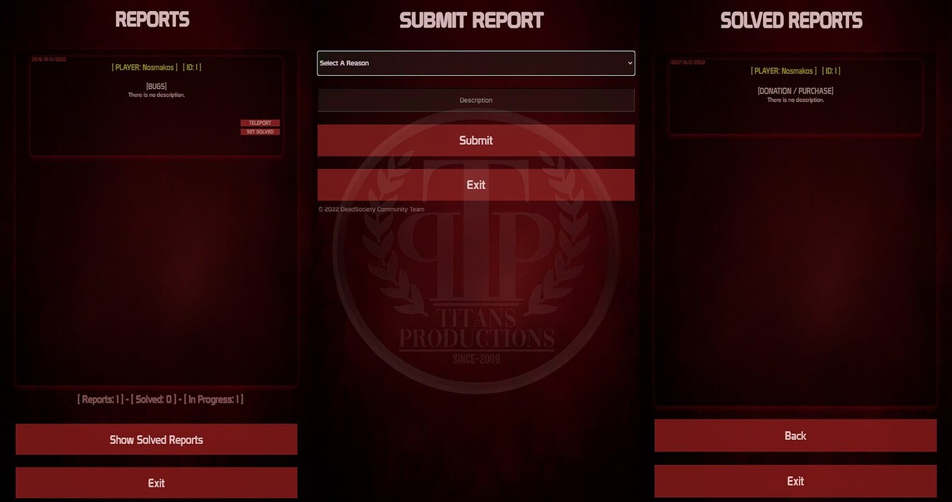 Titans Productions - Report System (ESX) - FiveM Releases - Cfx.re Community