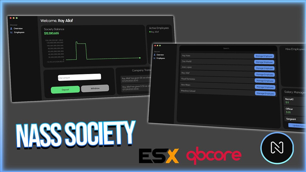 [ESX/QB] [PAID] Nass Society | Replacement for esx_society and qb ...
