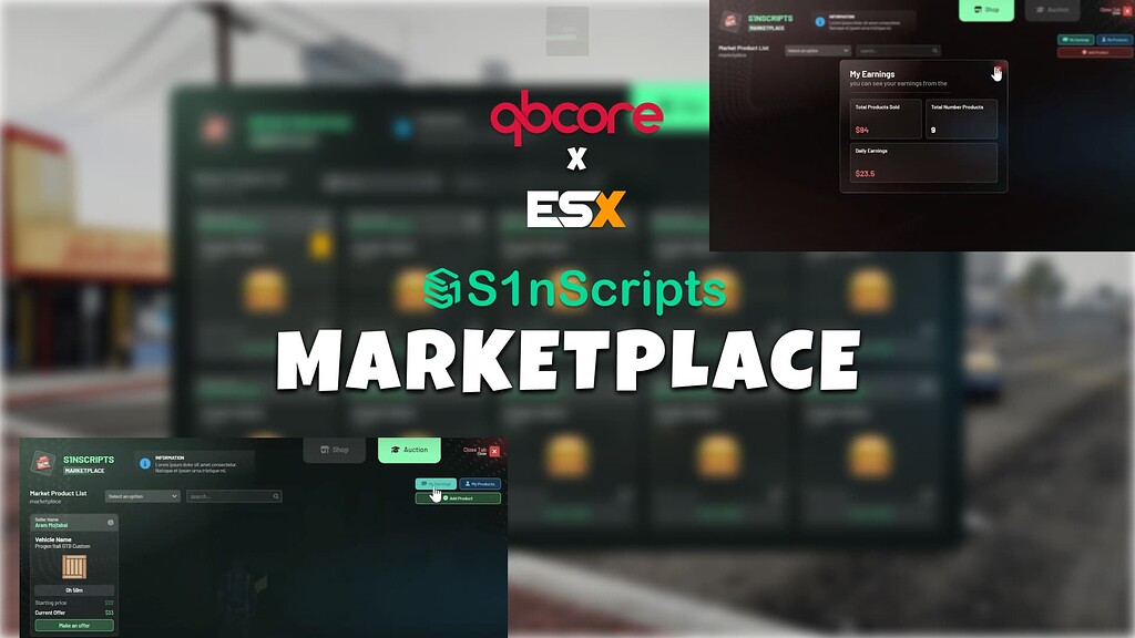 [QBCore/ESX] Amazing Marketplace (Blackmarket, auctions, make sales ...