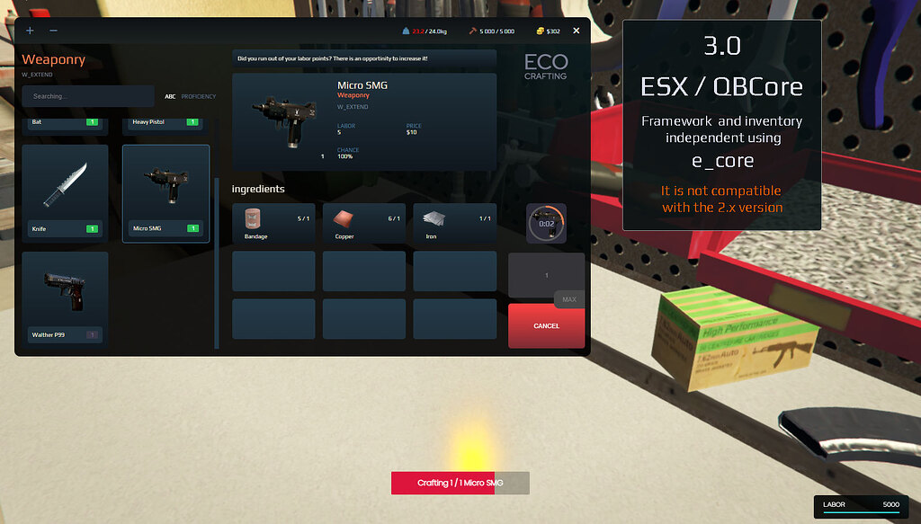 [PAID][QBCore][ESX] ECO CRAFTING - Releases - Cfx.re Community