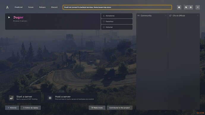 Could not connect to backend services - FiveM Client Support - Cfx.re ...