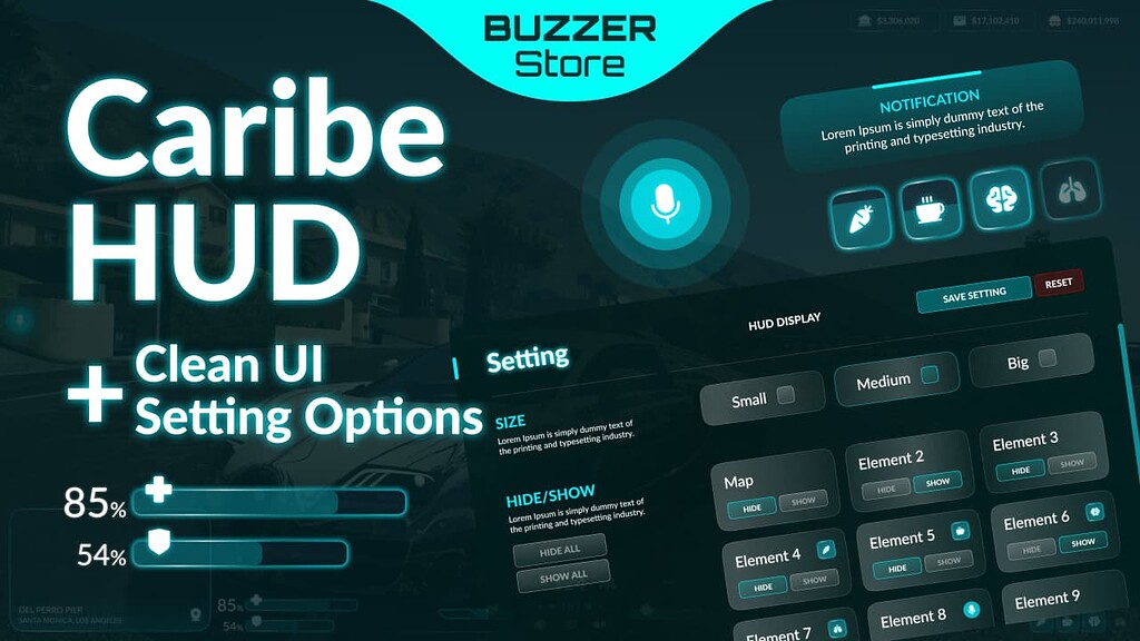 [RELEASE] [QBCORE / ESX] Buzzer-CaribeHud (Standard Version) - FiveM ...