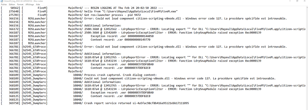 Error code 127 citizen-scripting-v8node.dll - FiveM Client Support - Cfx.re Community