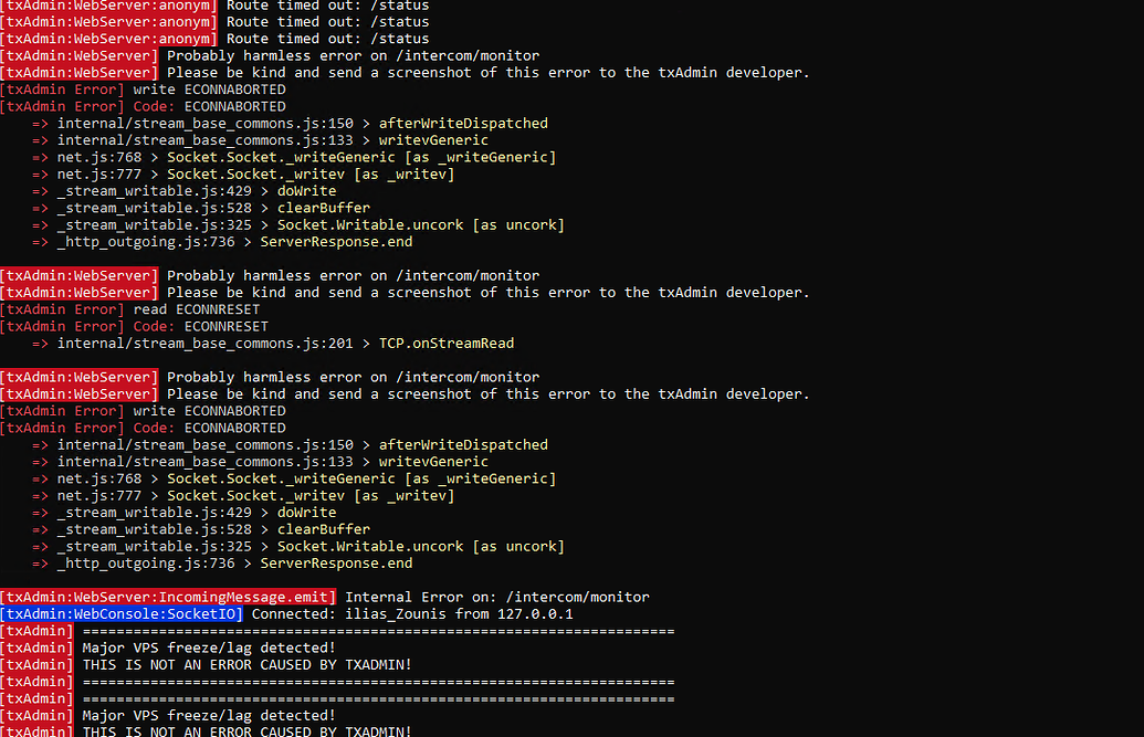 txAdmin errors - Server Discussion - Cfx.re Community