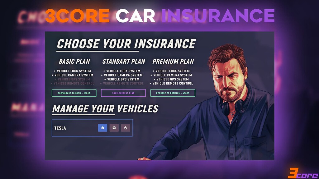 [PAID] [QBCore & ESX] 3Core Car Insurance - FiveM Releases - Cfx.re ...