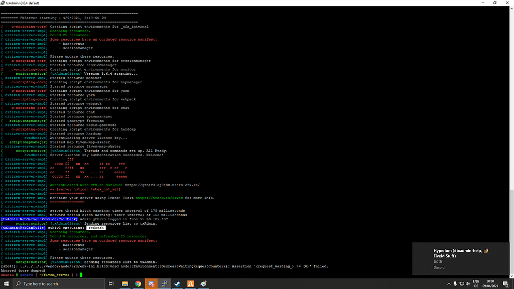 My first server ever crashes after a while - Server Discussion - Cfx.re Community