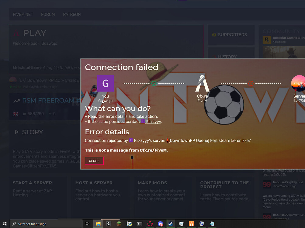 Fivem error steam not open when it is - FiveM Client Support - Cfx.re ...