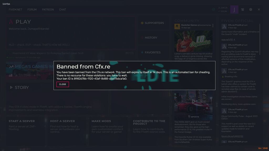 Unban request! - FiveM Client Support - Cfx.re Community