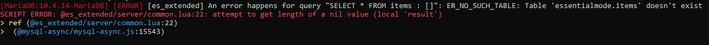 Es_extended nil value and mysql error - ES/ESX - Cfx.re Community
