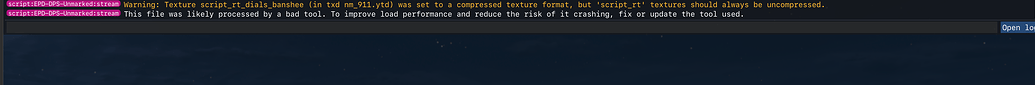Warning texture script_rt_dials_race was set to a compressed texture ...