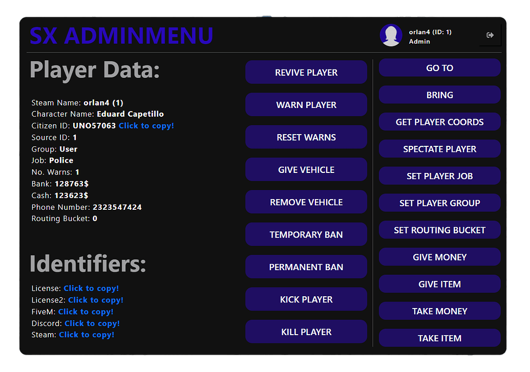SX AdminMenu [QBCORE][ESX][PAID] - FiveM Releases - Cfx.re Community
