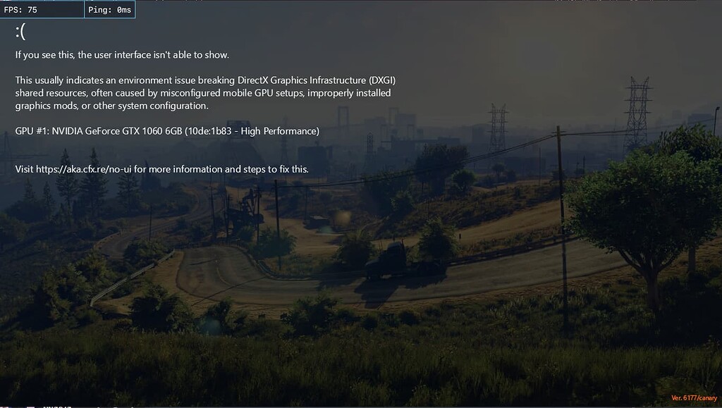 If you see this, the user interface isn't able to show - FiveM Client ...