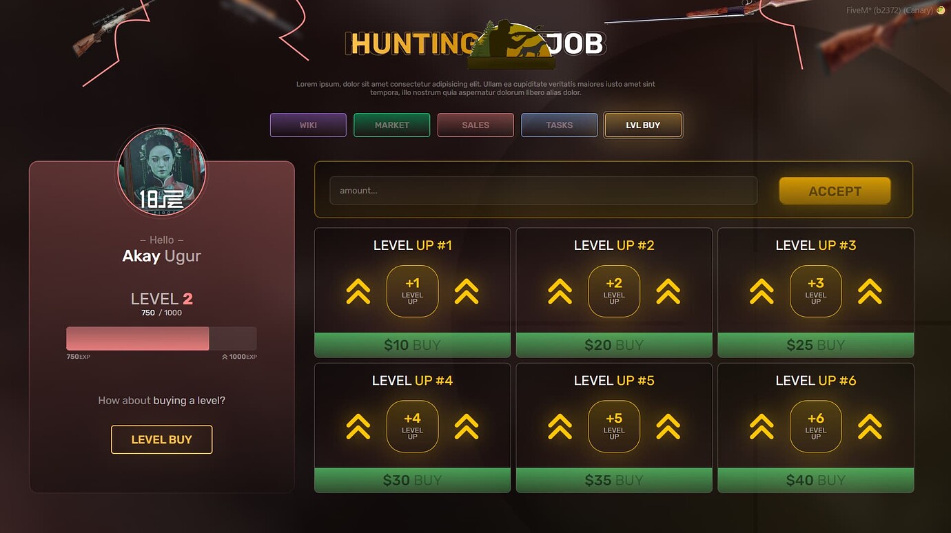 [QB/ESX] Advanced Hunting JOB [Level System - 3 Hunting Types - Tasks ...