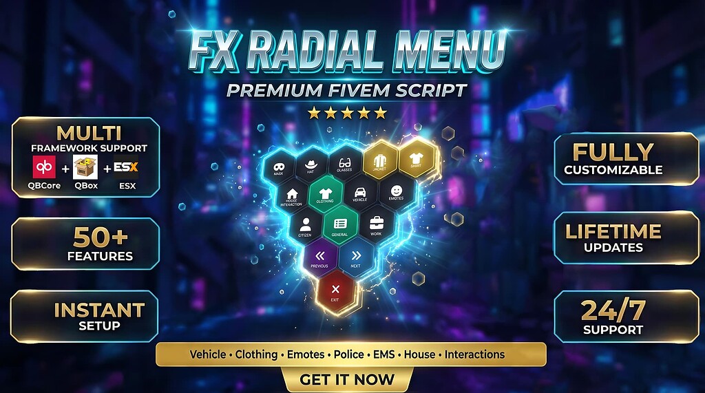 FxRadialMenu Hexagon UI | NPC Cops System [PAID] [ESX/QB/QBox] - FiveM ...