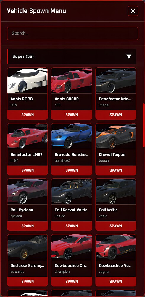 [FREE] VEHICLE SPAWN MENU - FiveM Releases - Cfx.re Community