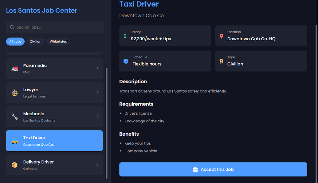 [QBCore] - Advanced Job Center System - FiveM Releases - Cfx.re Community