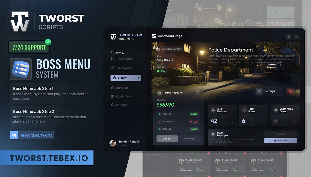 Boss Menu and Crew Menu [QB & QBX] [PAID] - FiveM Releases - Cfx.re ...