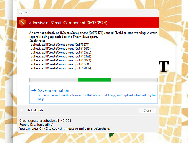 Adhesive Crash when loading into a server - FiveM Client Support - Cfx ...