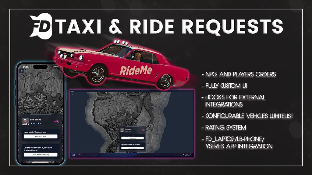 [Paid] [LBPhone/YSeries App] Taxi Job & Ride requests - FiveM Releases ...
