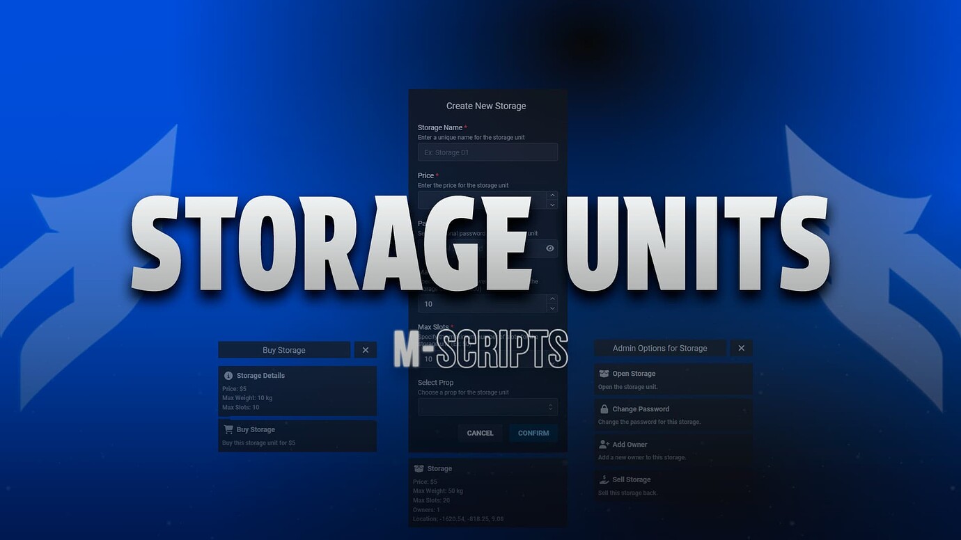 📦[PAID] [QB/ESX] m-StorageUnits - Custom Storages - Admin Commands ...