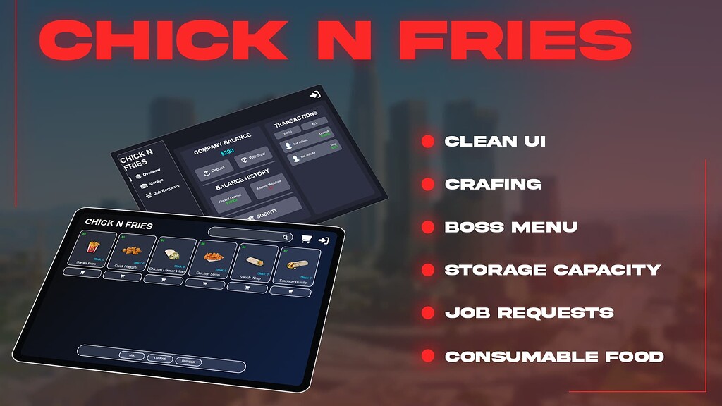 [Release] [ESX]/[QB] Chick N Fries V2 | Crafting + Ingredients + Stock ...