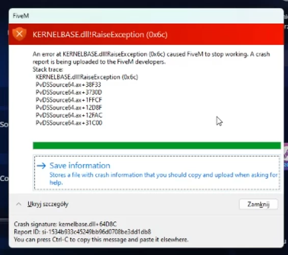 An error at KERNELBASE.dll!RaiseException (0x6c) - FiveM Client Support - Cfx.re Community