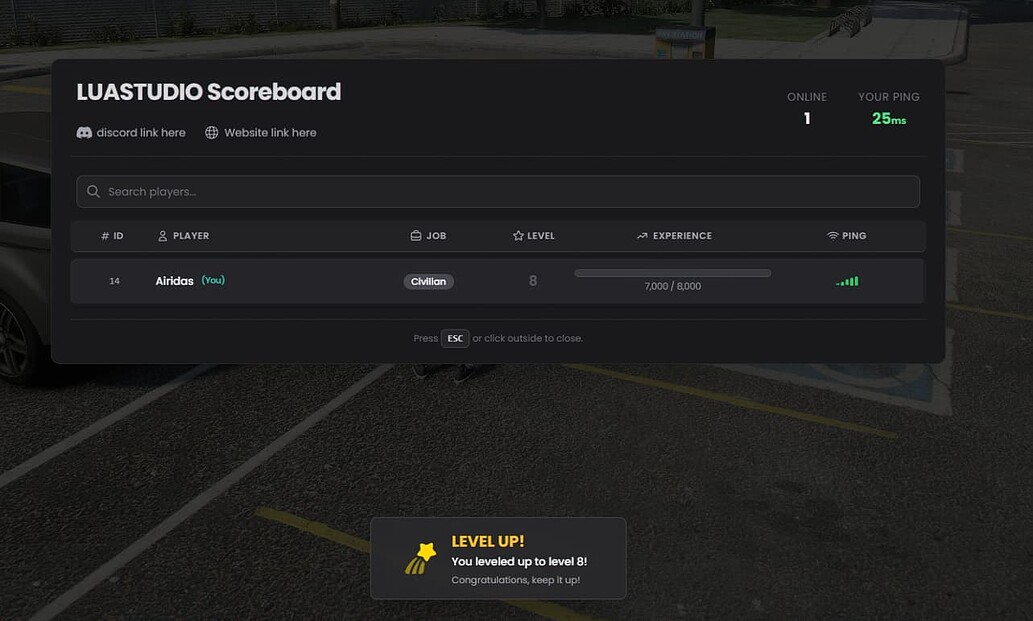[PAID] SCOREBOARD/EXP SYSTEM - FiveM Releases - Cfx.re Community