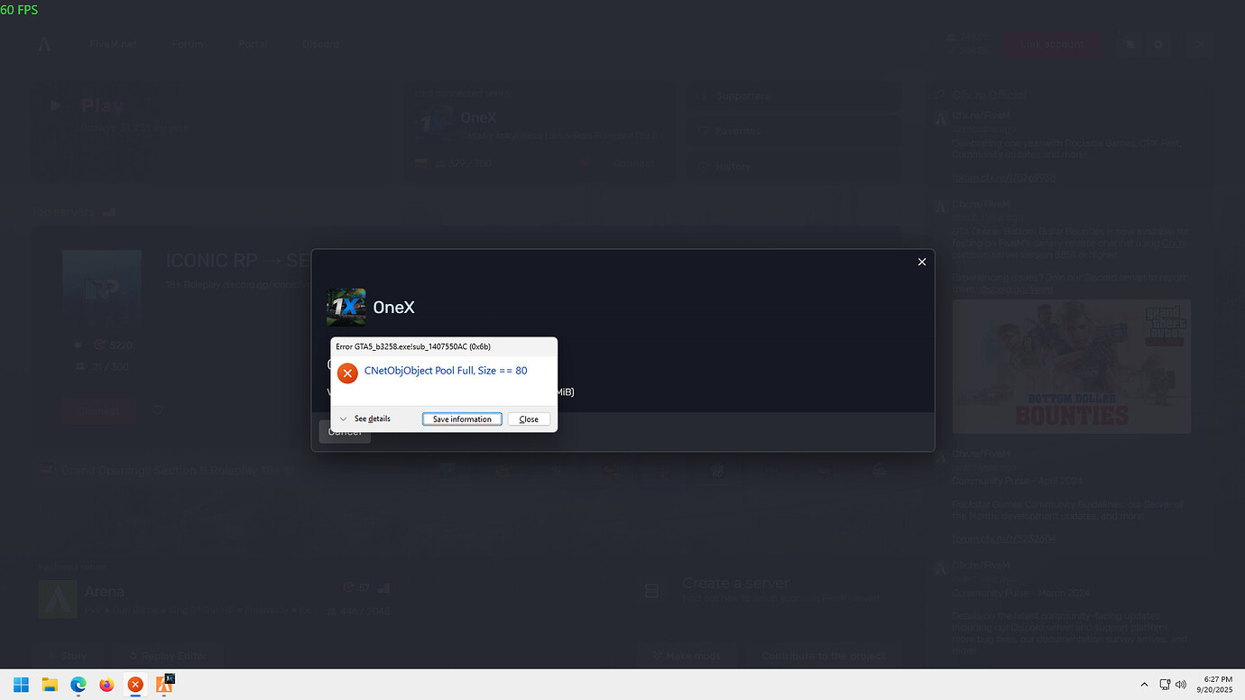 CNetObjObject Pool Full, Size == 80 - FiveM Client Support - Cfx.re ...