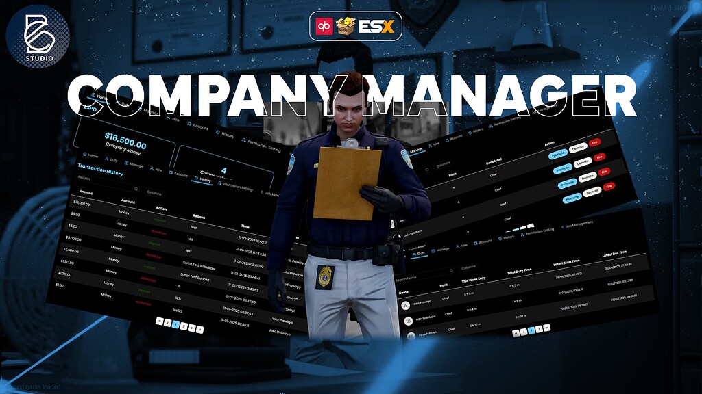 Boss Menu & Billing & Duty - Company Manager [ESX/QB/QBOX] - FiveM ...