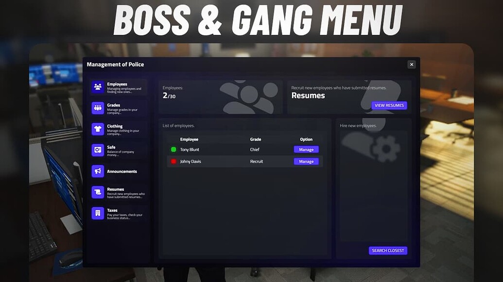 [ESX/QB/QBX] vms_bossmenu | Extensive system of Boss & Gang Menu ...
