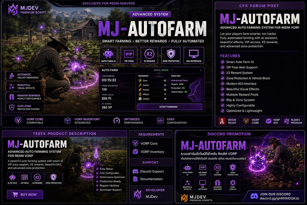 MJ-AutoFarm RedM VORP RSG - RedM Releases - Cfx.re Community