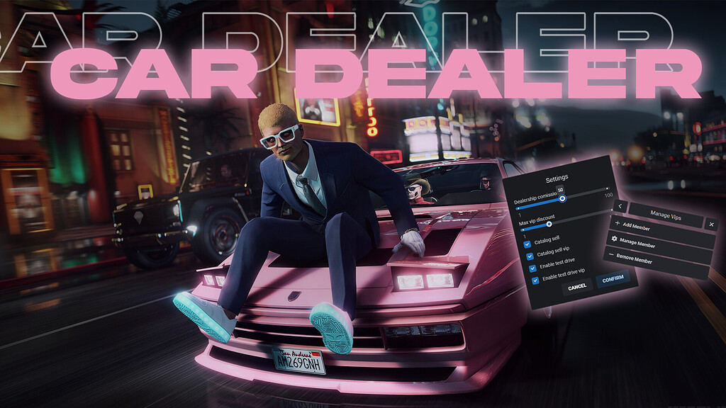 [Release] [ESX]/[QB] Car Dealer Creator | vip + catalog + test derive ...