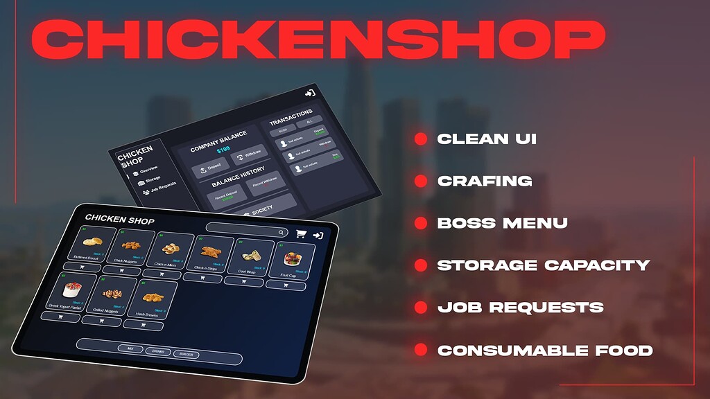 [Release] [ESX]/[QB] Chicken Shop V2 | Crafting + Ingredients + Stock ...