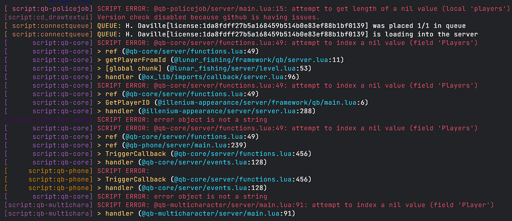 Scripts are reporting a null value - QBCore - Cfx.re Community