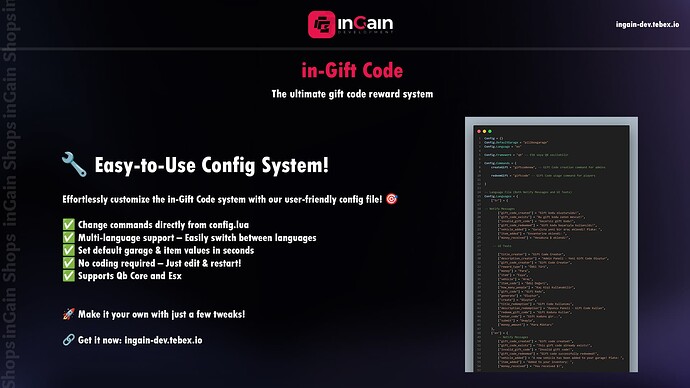 [PAİD] in-GiftCode system [QB - ESX] - FiveM Releases - Cfx.re Community