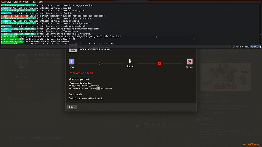 Getting "not entitled to resource" errors, but Im not server owner ...