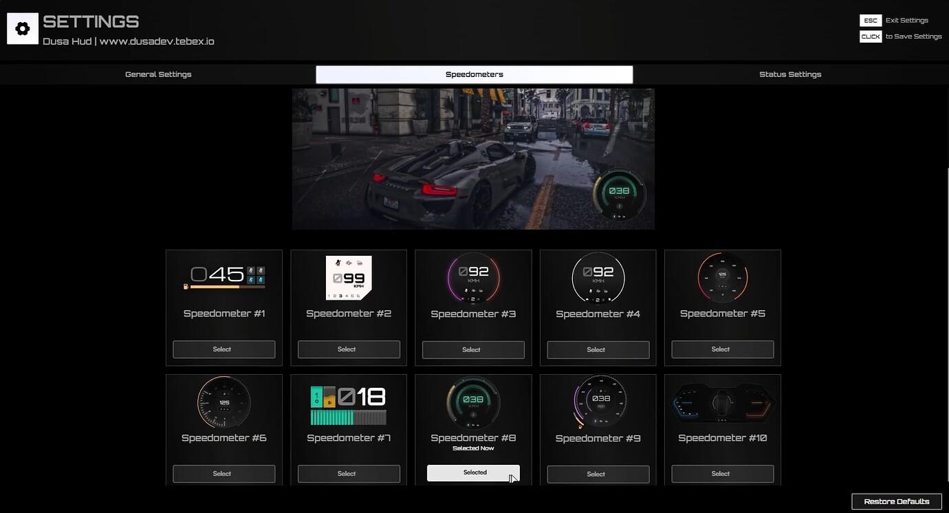 [NEW UPDATE] Dusa Advanced Hud | 10 Speedometer, 10 Status Hud, 8 ...