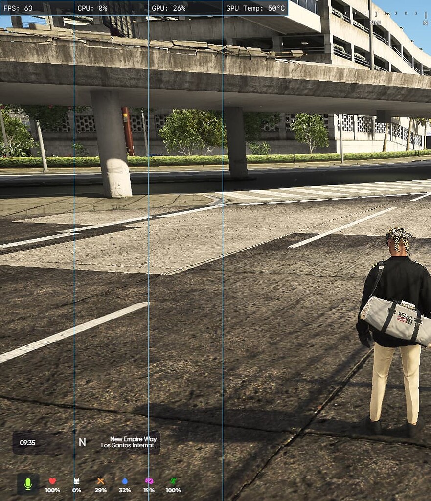 Fivem performance overlay column lines going all the way down screen ...