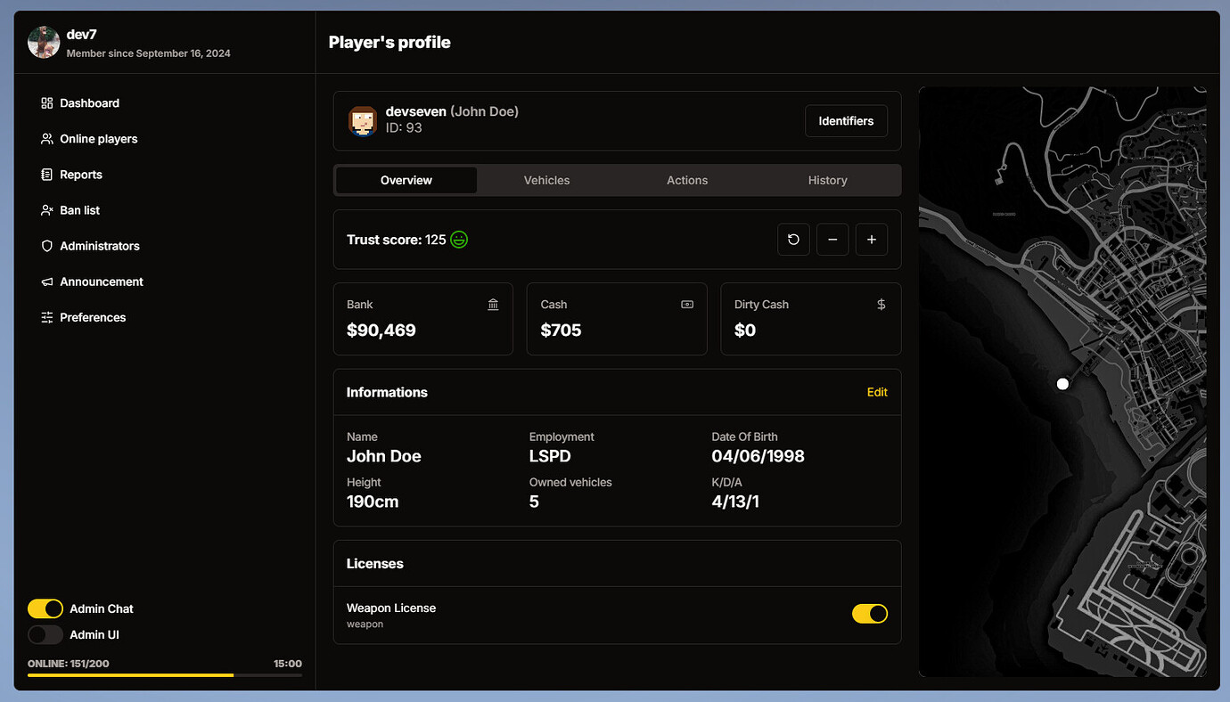 Admin Menu - Highly customizable (actually), Any framework! - FiveM ...