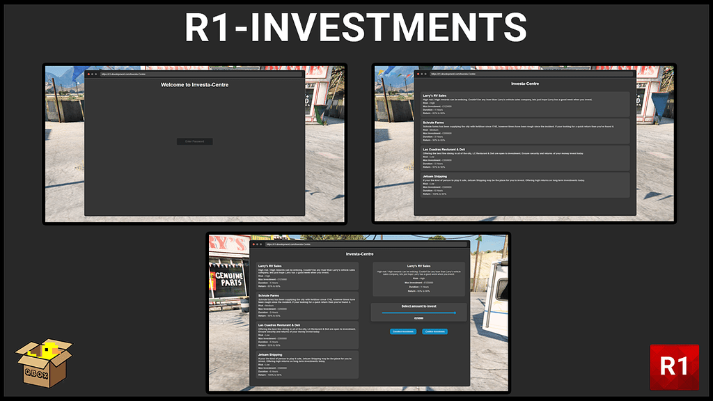 [RELEASE] [FREE] R1-Investments - Advanced Money Washing [QB/QBOX] - FiveM Releases - Cfx.re ...